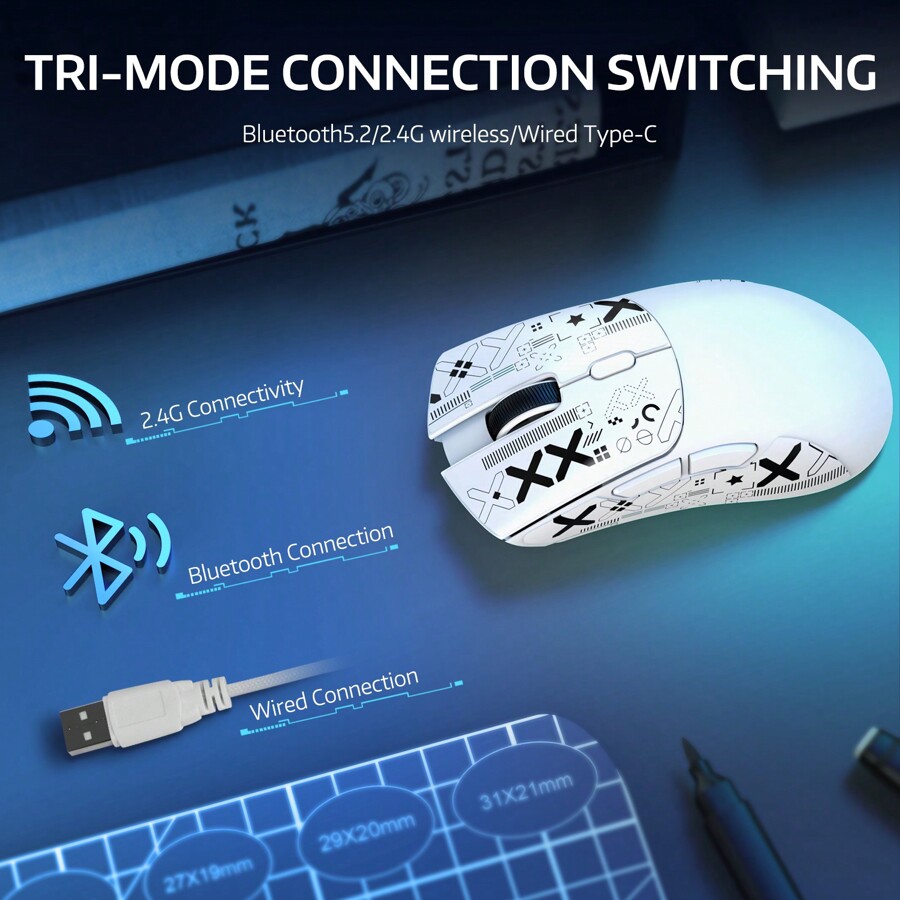 ATTACK SHARK R1 59g Tri-Mode Lightweight Wireless Gaming Mouse, 2.4GHz ...