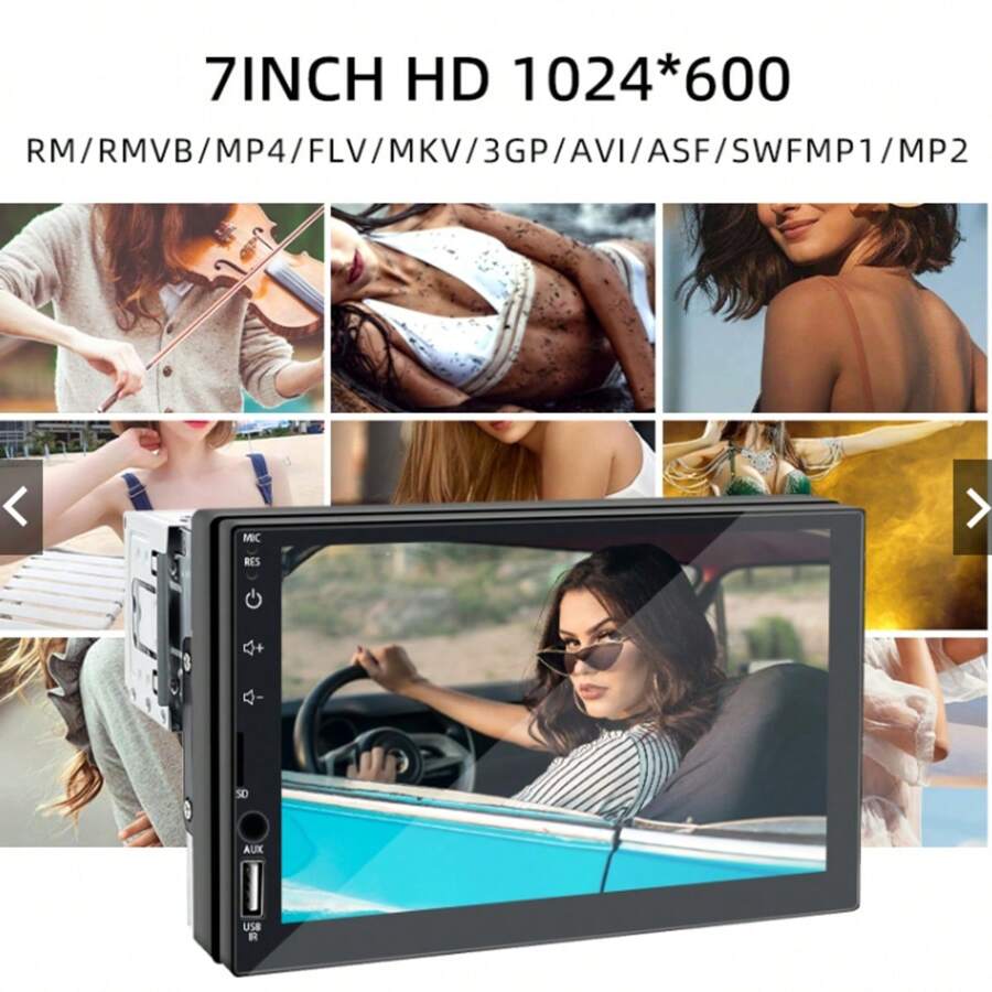 Central Multimídia Carplay 1 Din 7 Polegadas MP5 Bluetooth USB/AUX/TF Mirrorlink Com Tela De ...