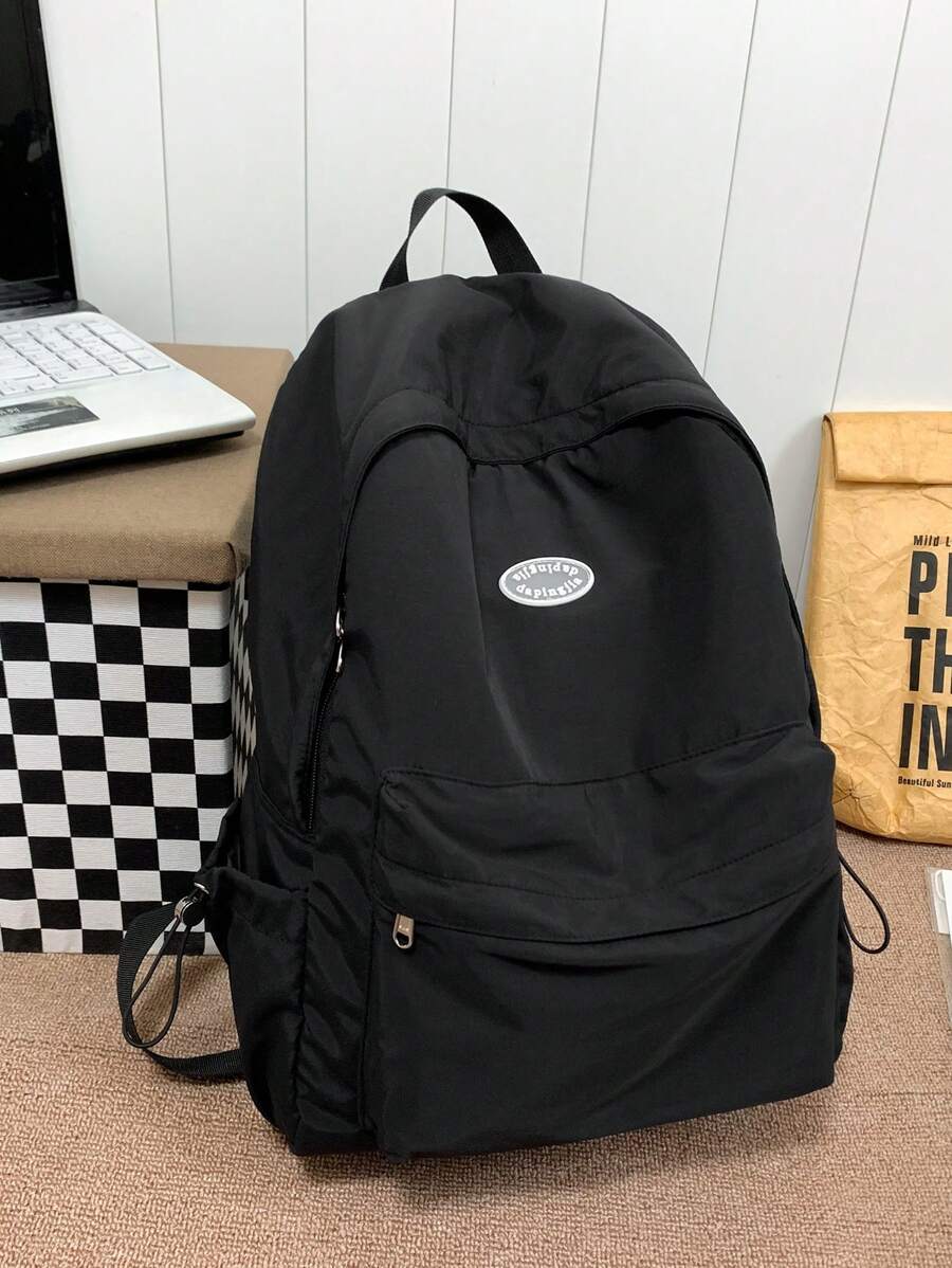 1pc Nylon Zipper Closure Unisex Simple & Versatile Backpack, Suitable ...