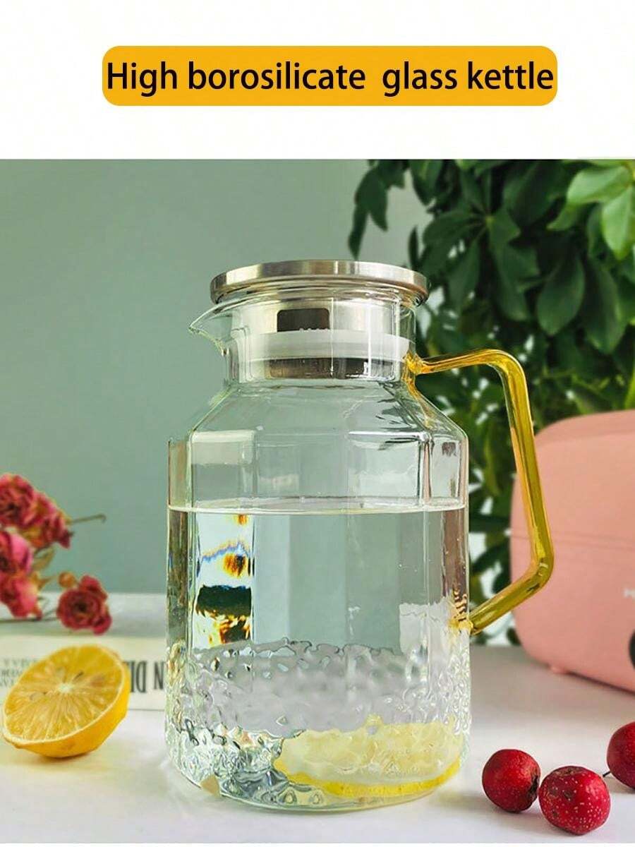 1pc 1600ml Stainless Steel Lid Heat-Resistant High Borosilicate Glass ...