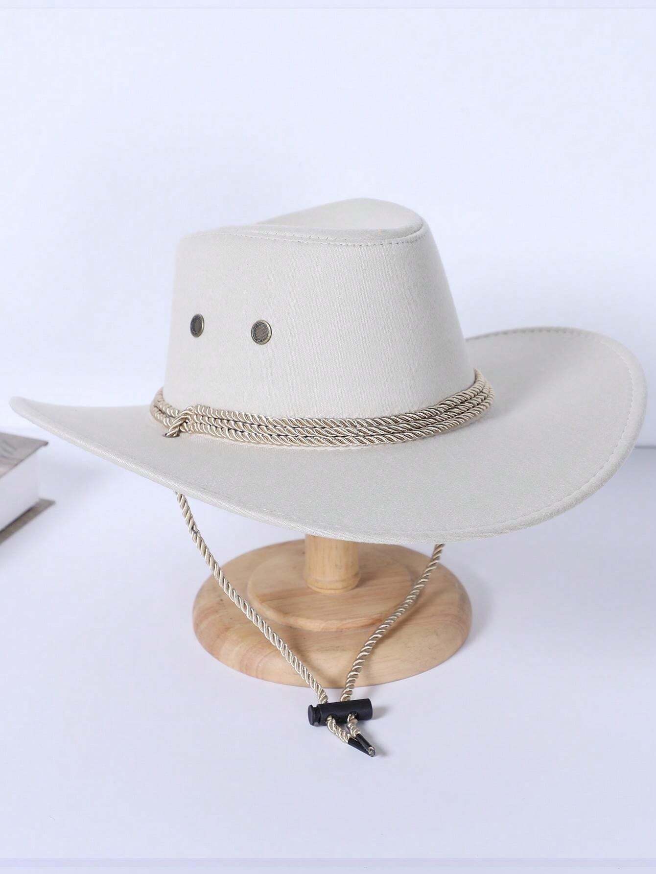 Unisex Summer Western Cowboy Hat With Three Strings Outdoor Sunhat With ...