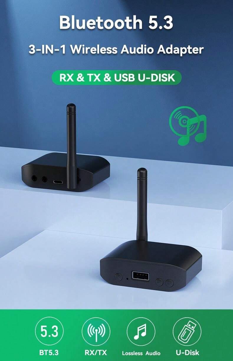 Bluetooth 5.3 Audio Adapter Med Antenn Stero Trådlös Sändare Mottagare ...