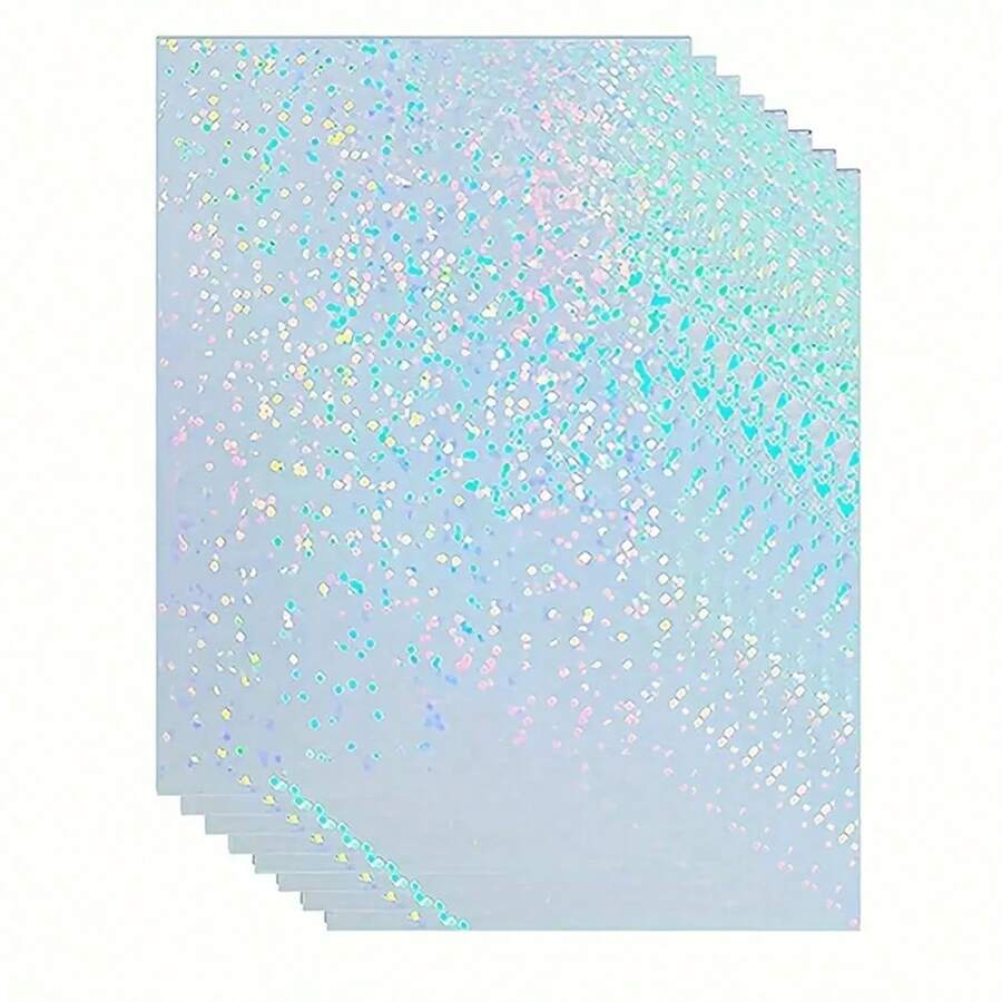 50 Sheets Sparkle Holographic Clear Vinyl Cold Laminated Film ...