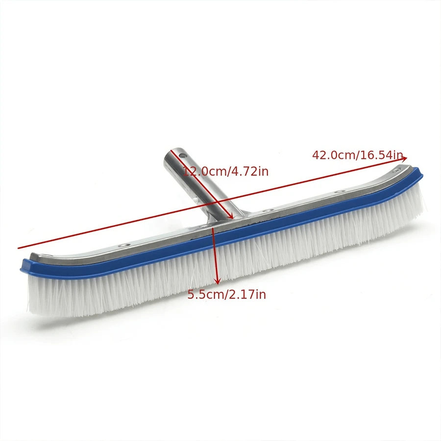 1pc Swimming Pool Brush Extra-Wide Heavy Duty Ss Bristle Aluminum Back ...