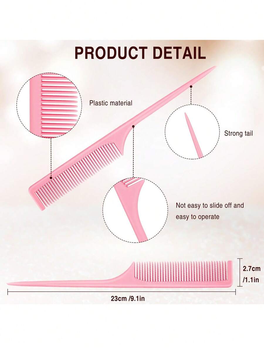 3 Pack Rat Tail Comb Styling Comb Plastic Anti Static Heat Resistant ...