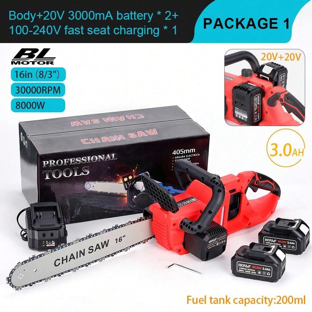 16-Inch Cordless Brushless Electric Chainsaw With Dual Battery Pack ...