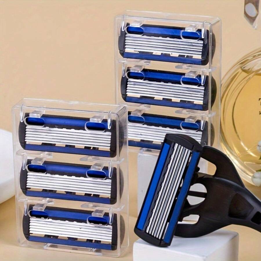 Men's Manual Shaver Set, 2 Handle + 24 Blades, Safety Razor 6-Layers ...