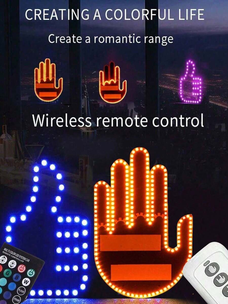 LED Finger Light With Remote Illuminated Car Gesture Light , Bedroom ...