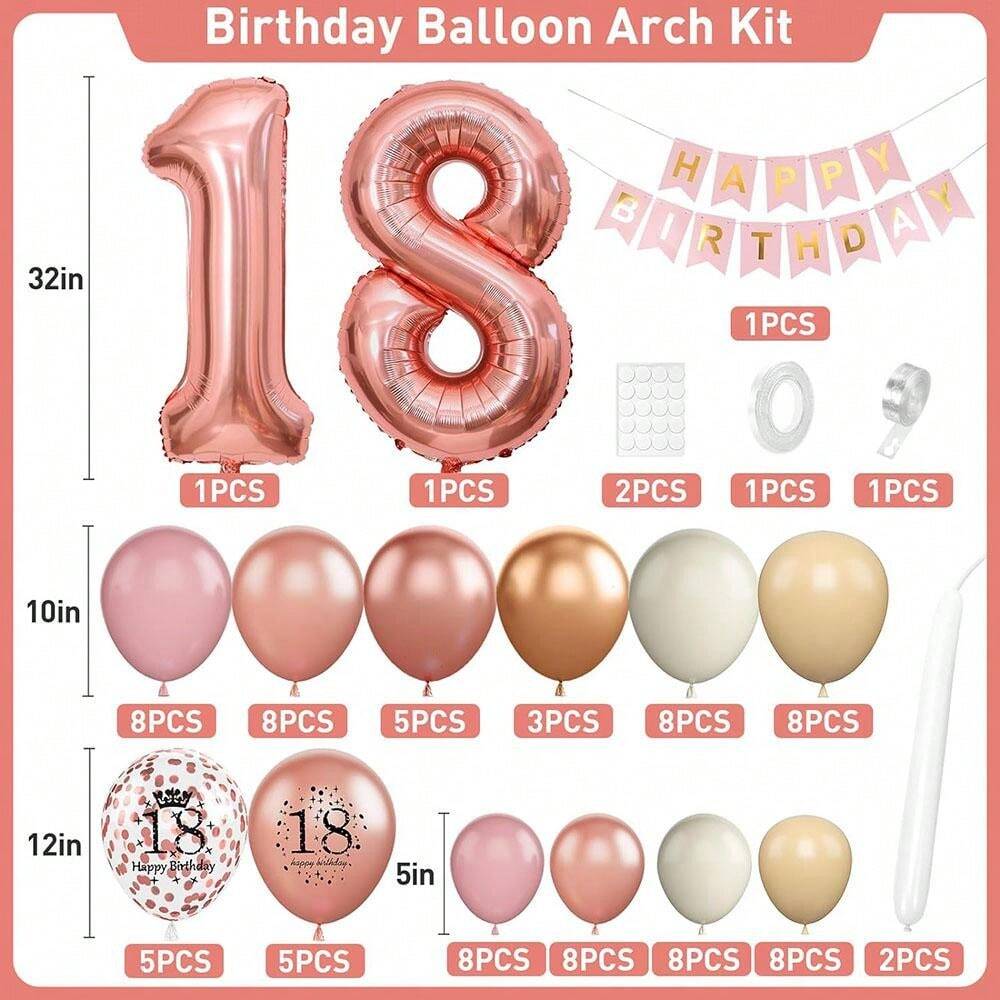 Happy Birthday For Girls,Rose Gold 18th Balloon 18th Birthday Decorations