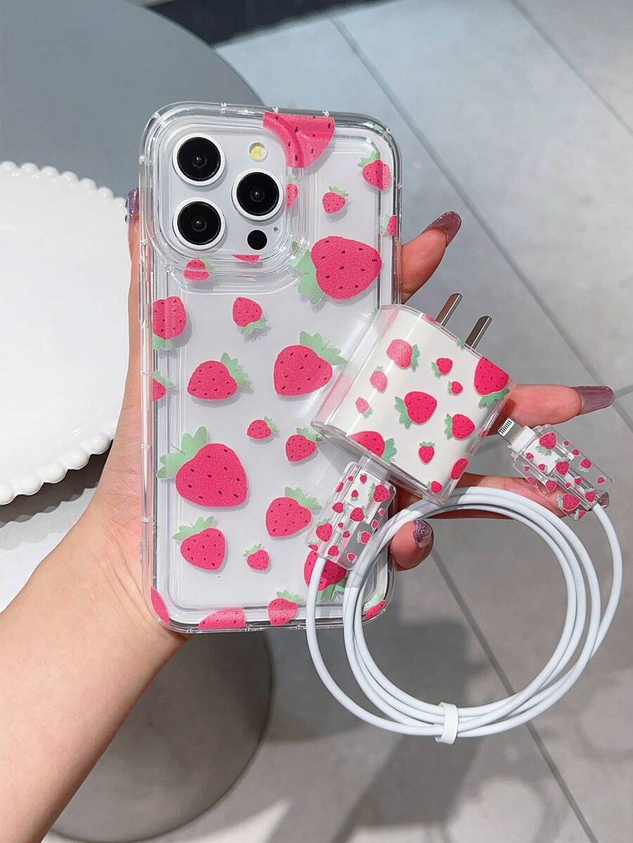 Strawberry Airbag IPhone Case + Charger Protector Case With Anti ...