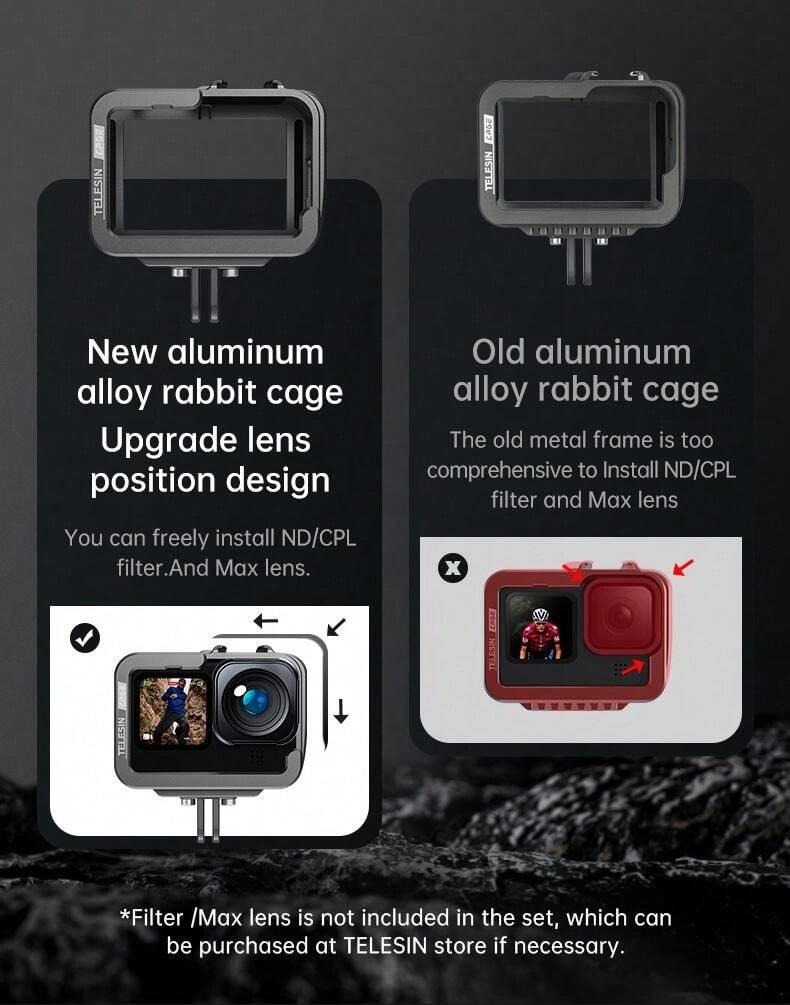 Estuche de marco de aleación de aluminio TELESIN para GoPro 9 10 11 12 ...