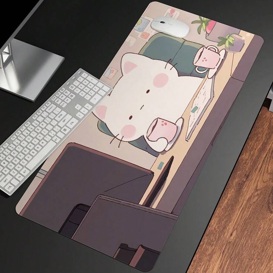 Large Gaming Mousepad With Cartoon Bear And Rabbit Green Grass Design ...