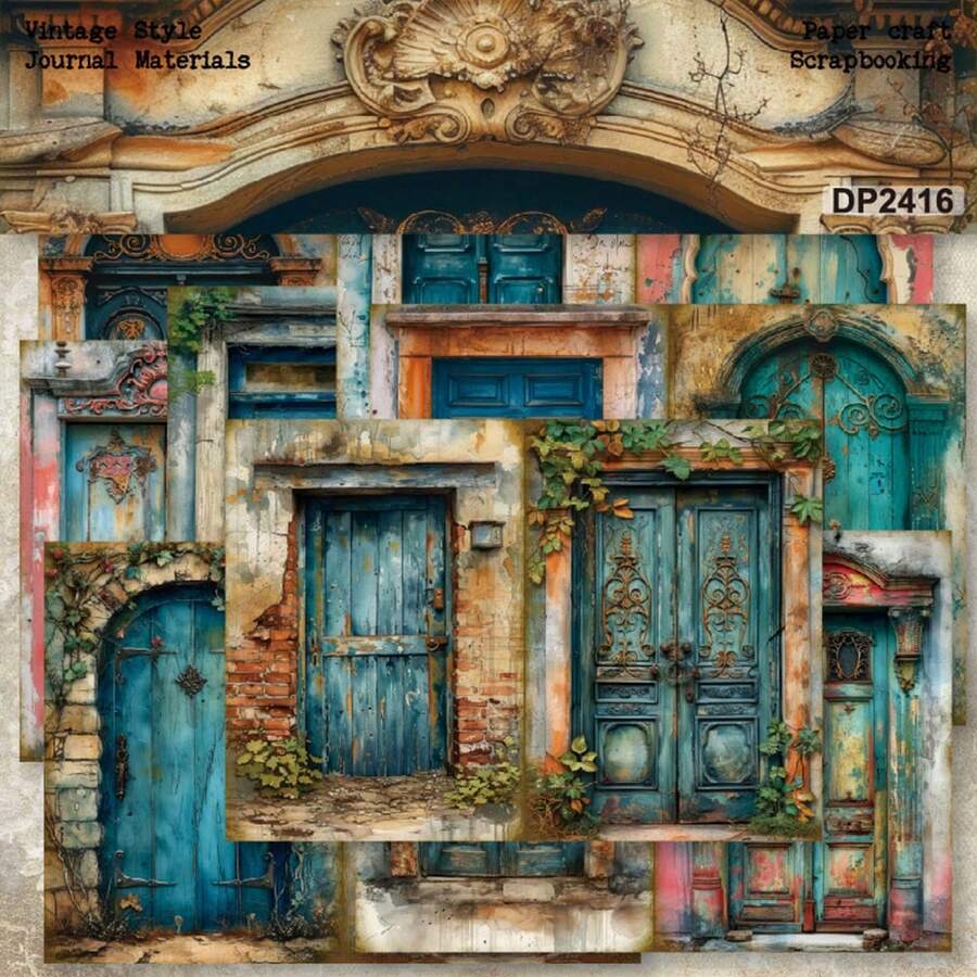 8sheets A5 Old Doors Paper Pack For Junk Journal Planner Scrapbooking ...