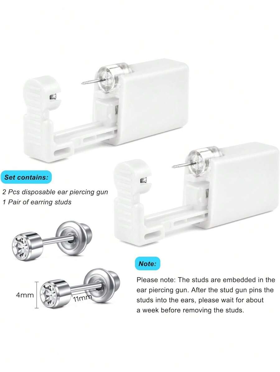 12Pcs Disposable Ear Piercing Kit With Studs - Complete Set For Safe ...