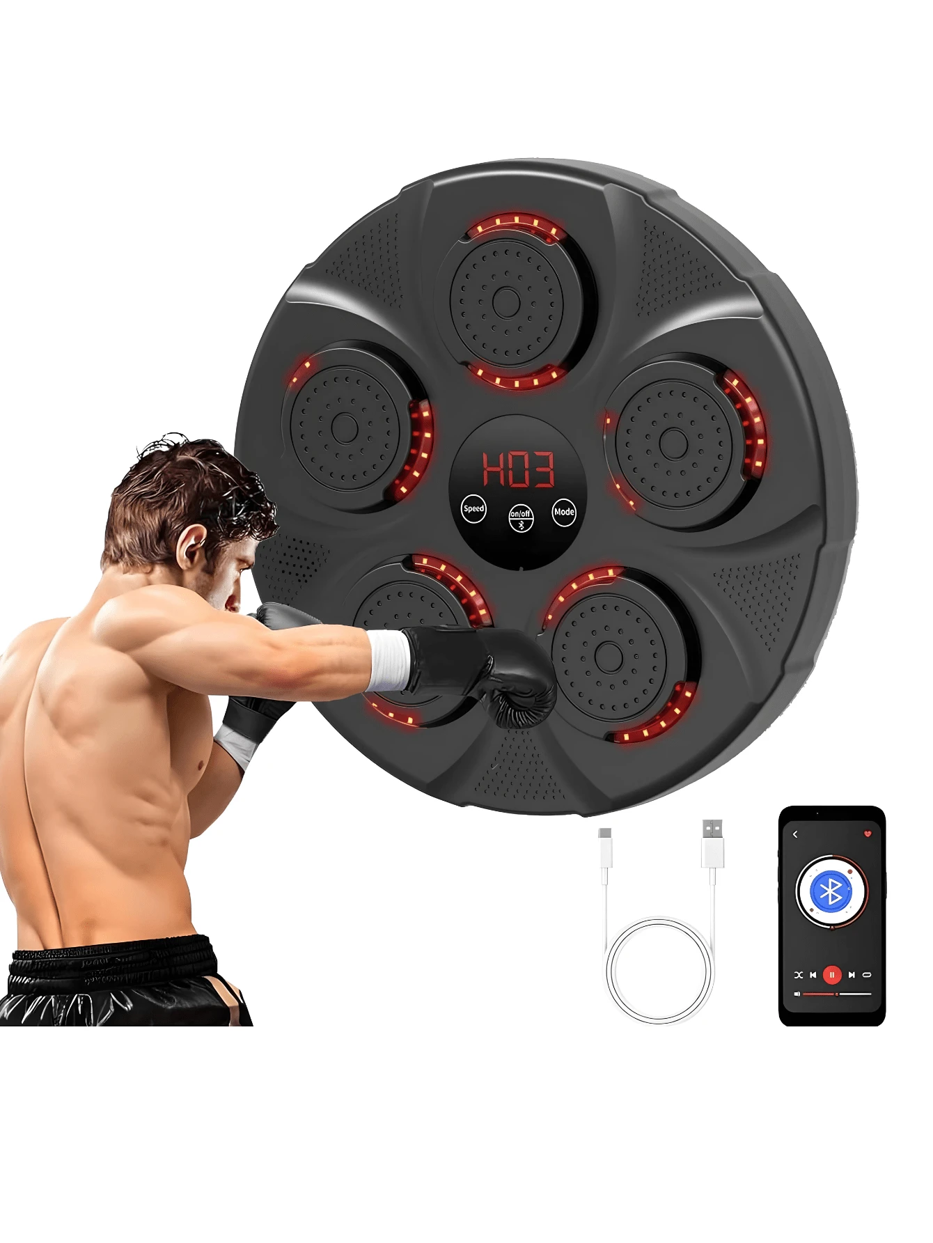 Machine de boxe musicale, machine de boxe murale avec musique Bluetooth ...