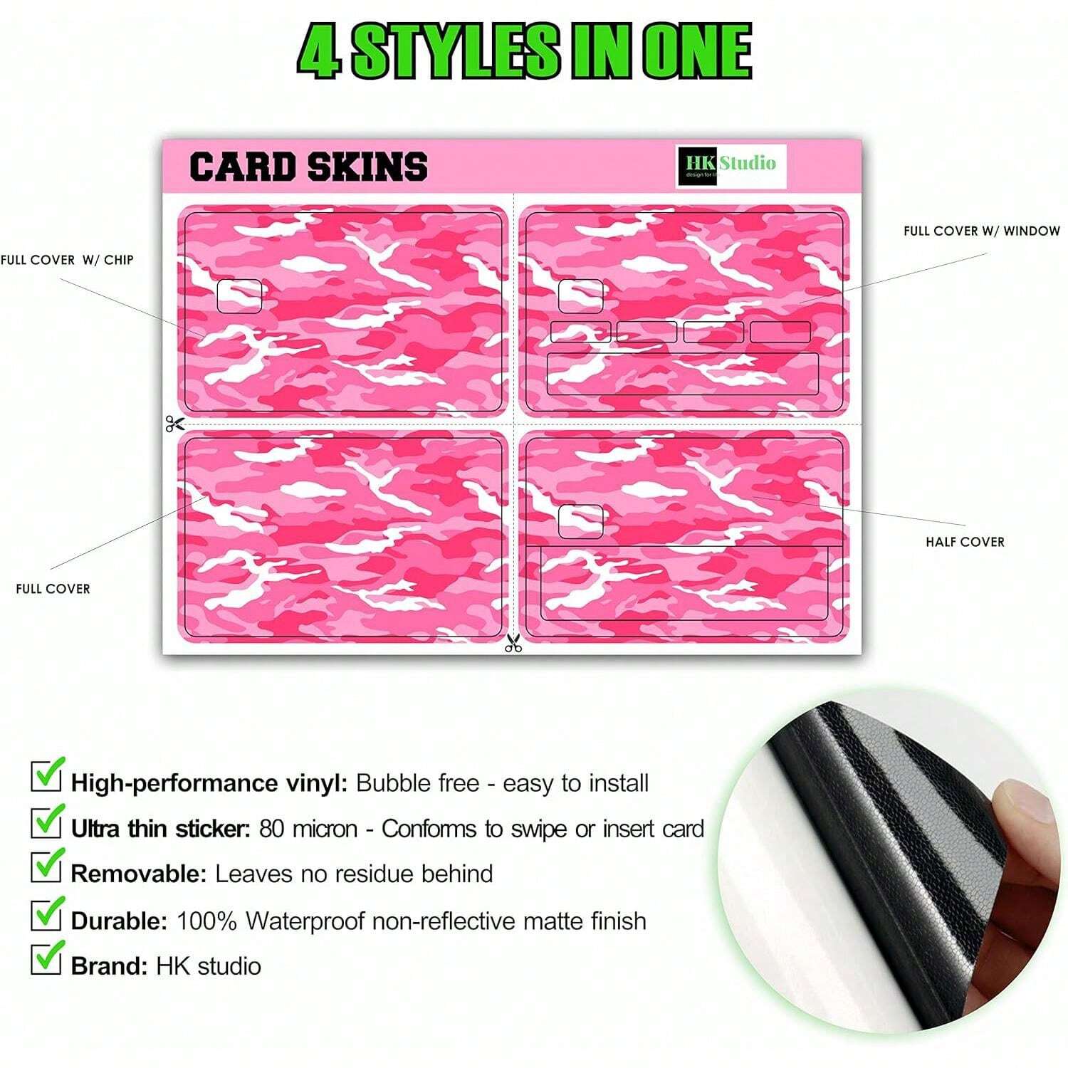 Card Skin Sticker Pink Camo For EBT, Transportation, Key, Debit, Credit ...