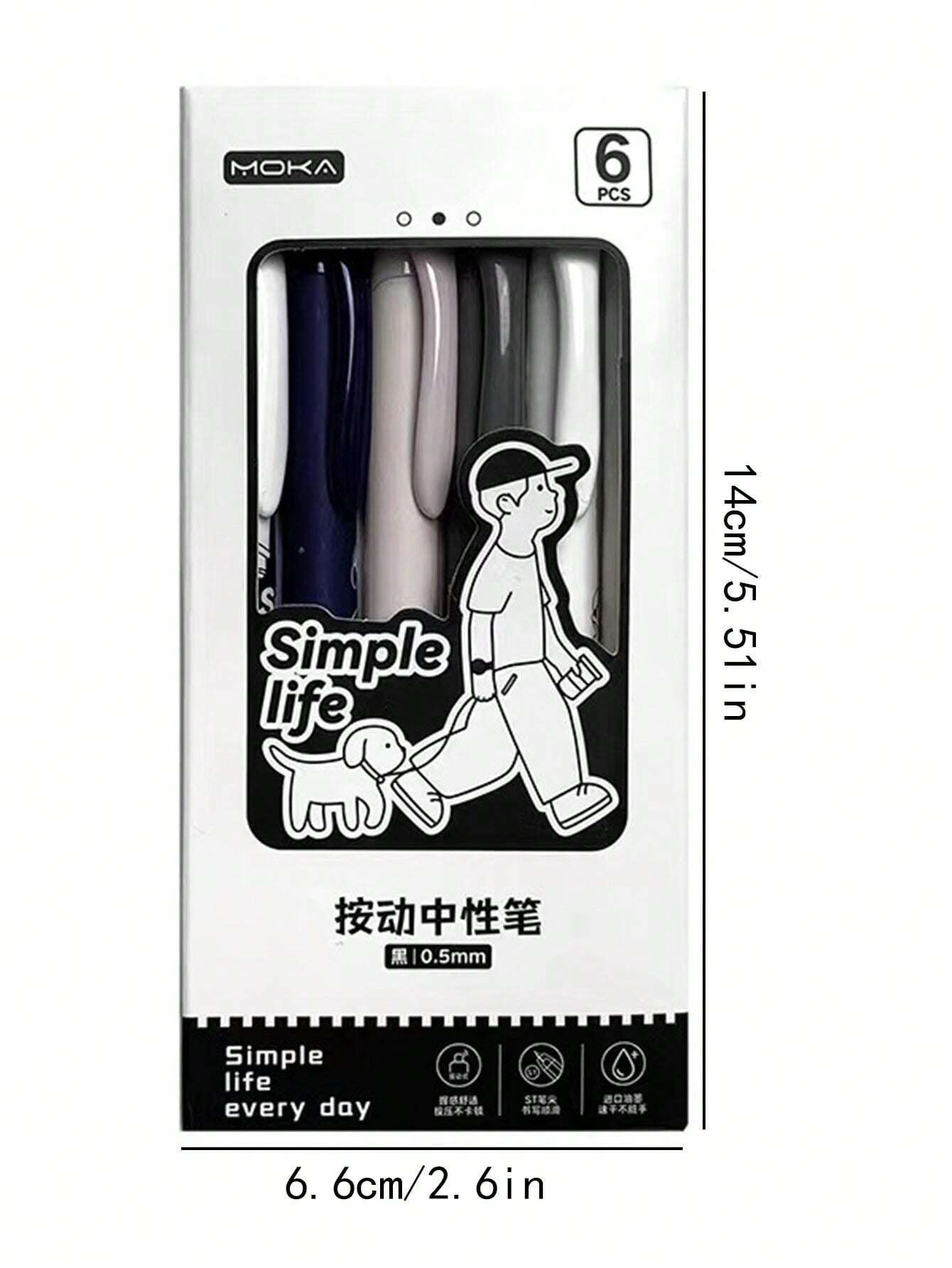 6pcs Male Classmates' Push Ballpoint Pens With High Aesthetics For ...