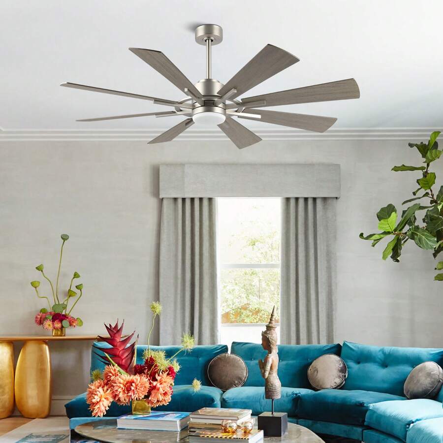 60" DC Ceiling Fan With Lights, 3 Color Temperatures LED Ceiling Fan ...