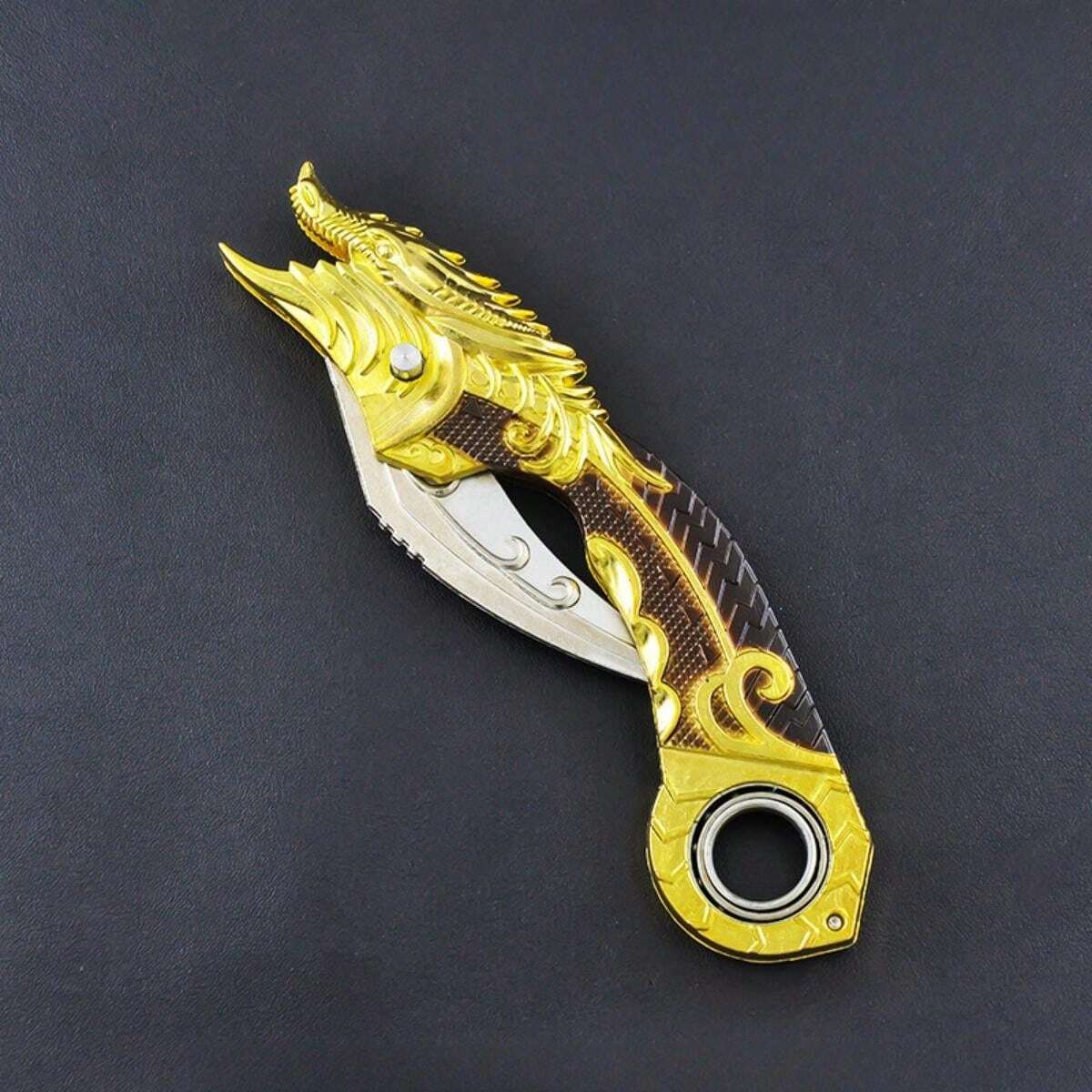 1pc Alloy Model 11cm Curved Blade Five-Claw Golden Dragon Weapon ...