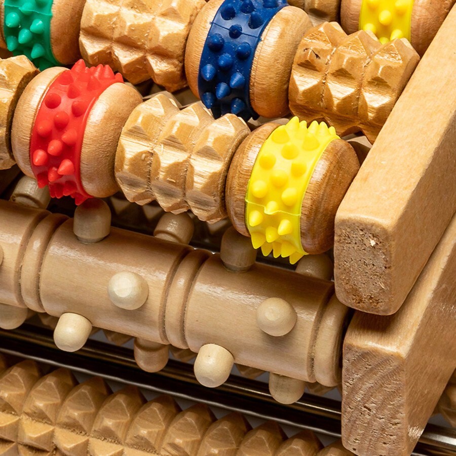 1pc Wooden Roller Foot Massager With 6 Rows Of Wheels, Personalized ...
