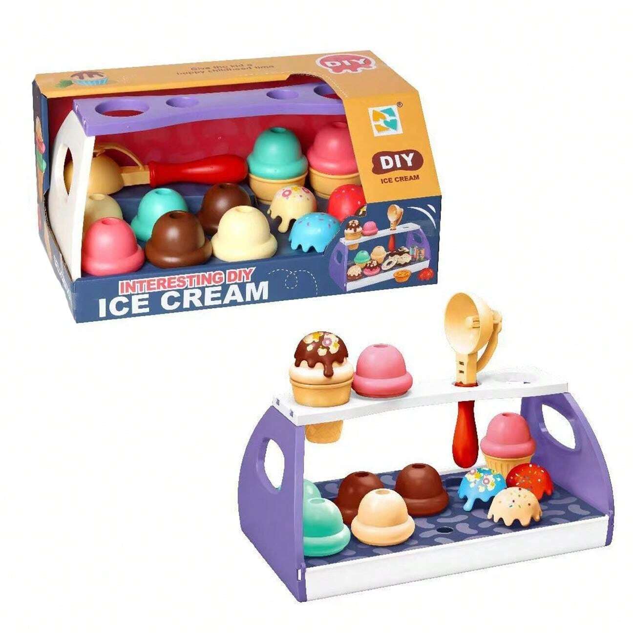 16-Pack Ice Cream Toys For Kids, Ice Cream Counter Toy Set Pretend Play ...
