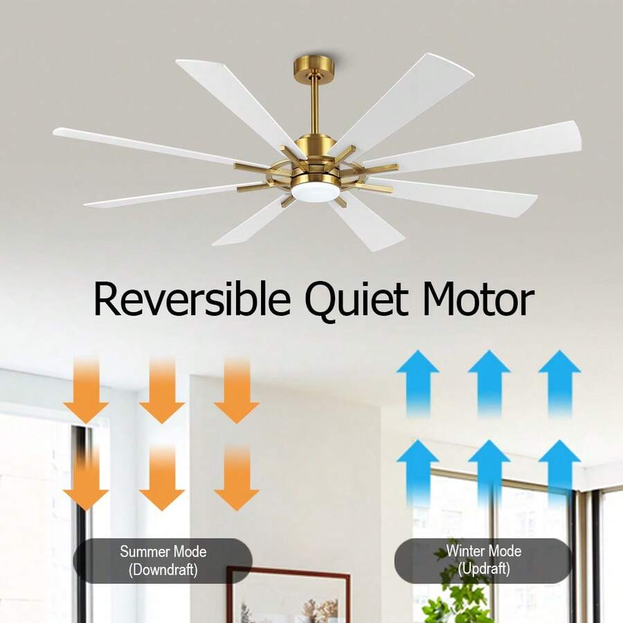 72" DC Ceiling Fan With Lights, 3 Color Temperatures LED Ceiling Fan ...