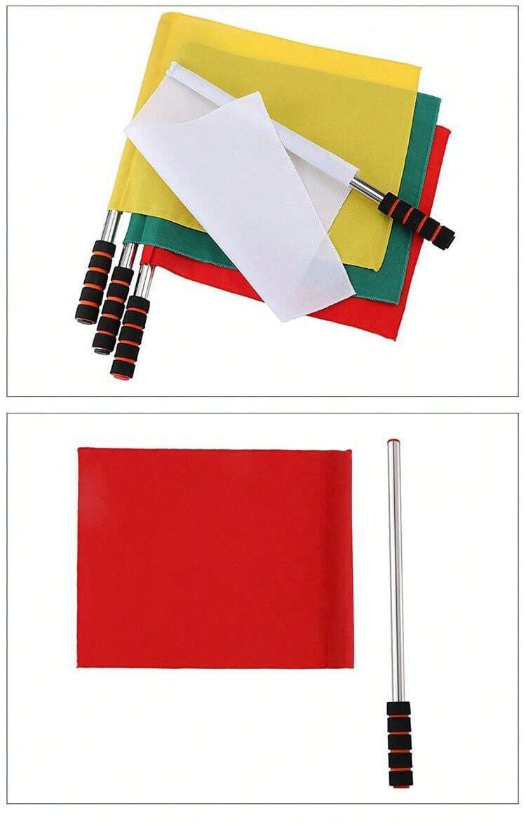 2pcs Stainless Steel Referee Flags For Athletics, Football, Border Patrol, With Red Flag, Red ...