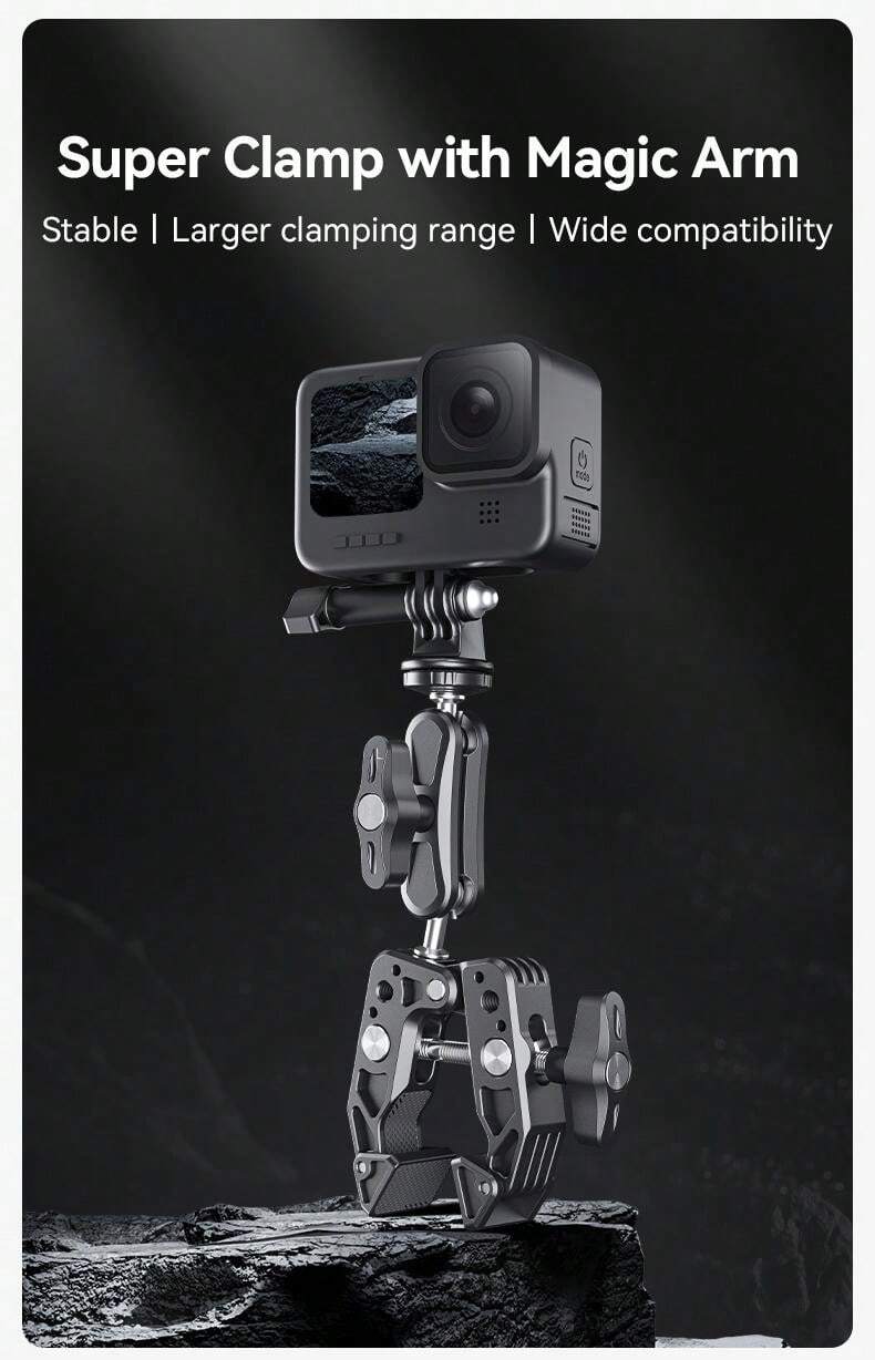 TELESIN Pince Super Aluminium TELESIN avec double tête sphérique à 360 ...