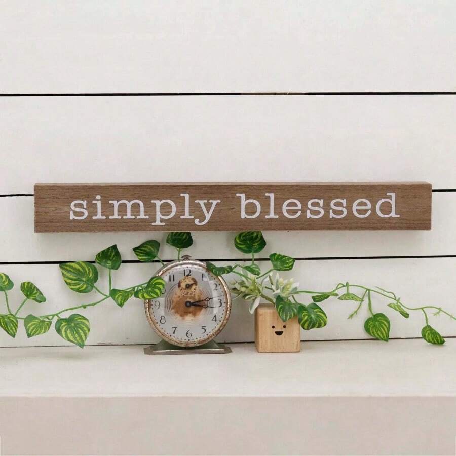 Simply Bless Lettering Printing Wood Block Wall Decor | SHEIN USA