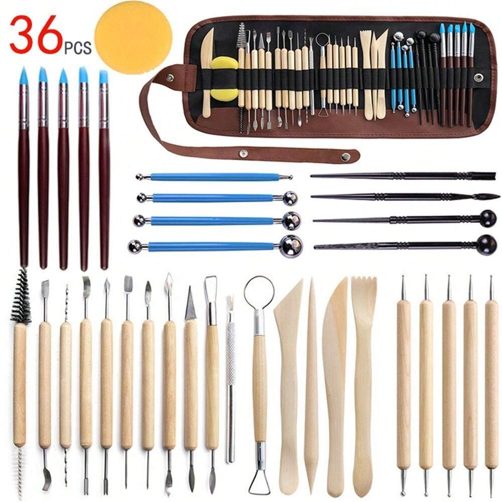 36pcs/Set Complete Pottery Carving Kit With Soft Clay, Nail Art, And ...