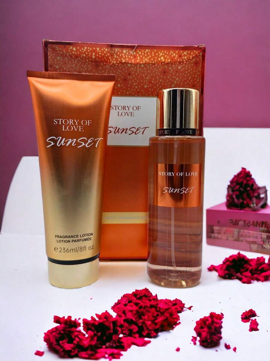 SET OF 2 STORY OF LOVE PERFUME, LOTION AND BODY CREAM Gift Box Boutique ...