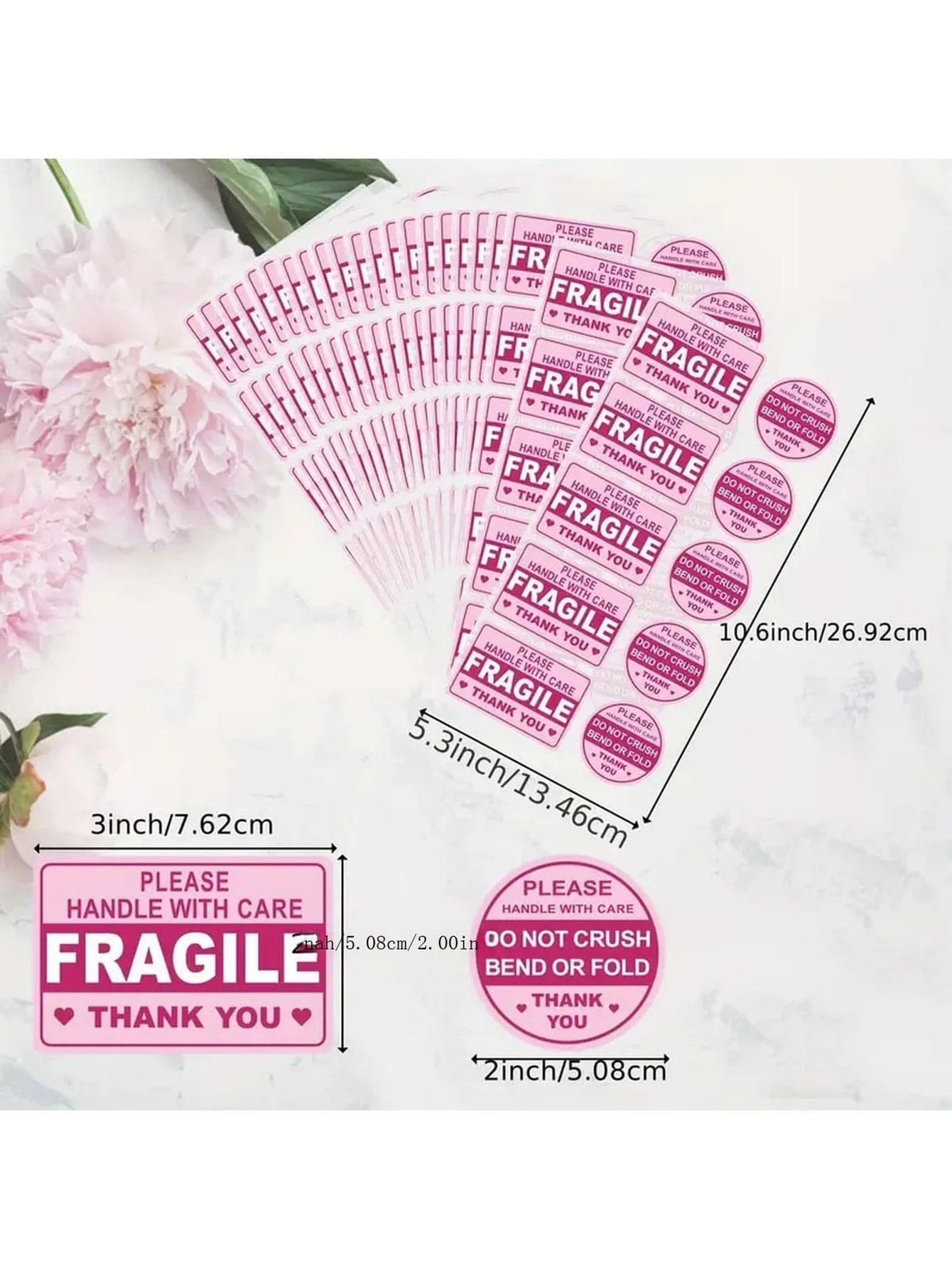 100sheets/10pcs Fragile Please Handle With Care Stickers For No Folding ...