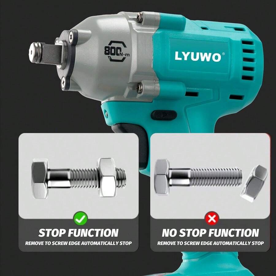LYUWO 800N. M Lithium Electric Wrench Brushless High Torque Automotive ...