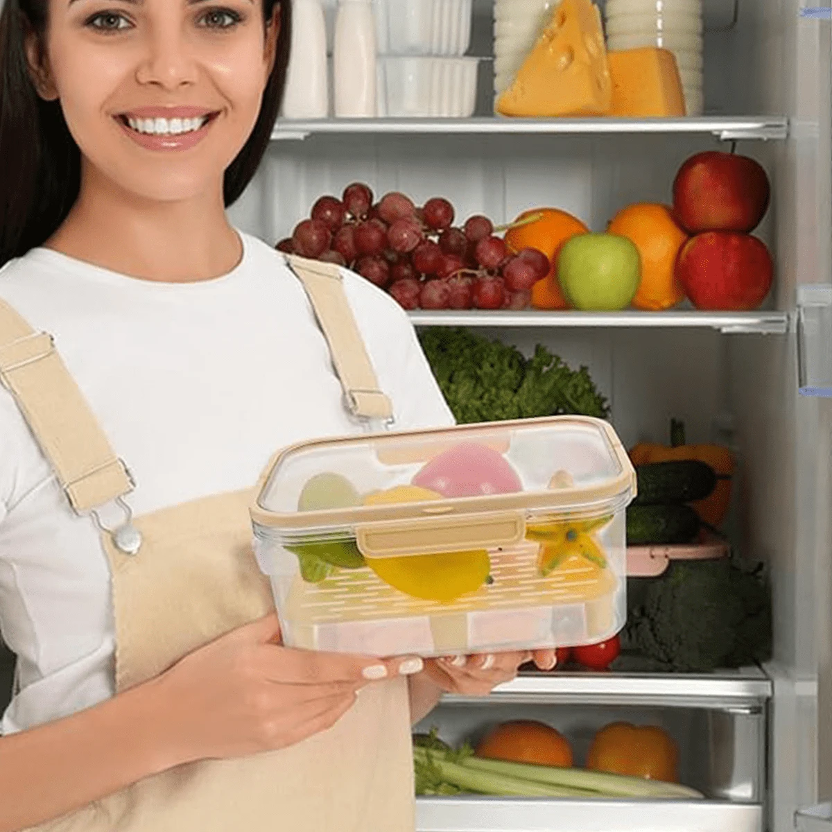 1 pieza Caja portátil de almacenamiento de alimentos para cocina ...