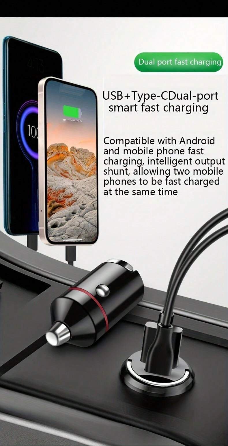 Max 100W USB Type C Car Charger Mini Fast Charging Dual Ports Phone Adapter In Car Type C QC3.0 ...