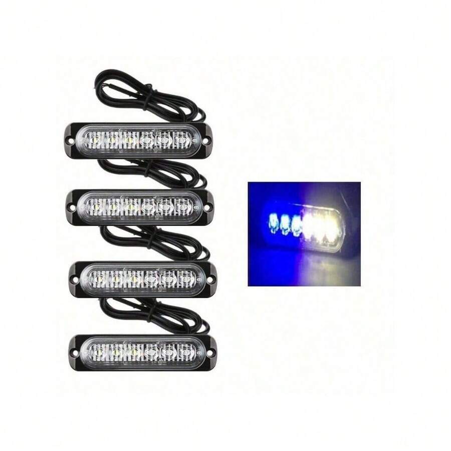4pcs LED Hazard Beacon Emergency Flashing Side Marker Light Bars ...