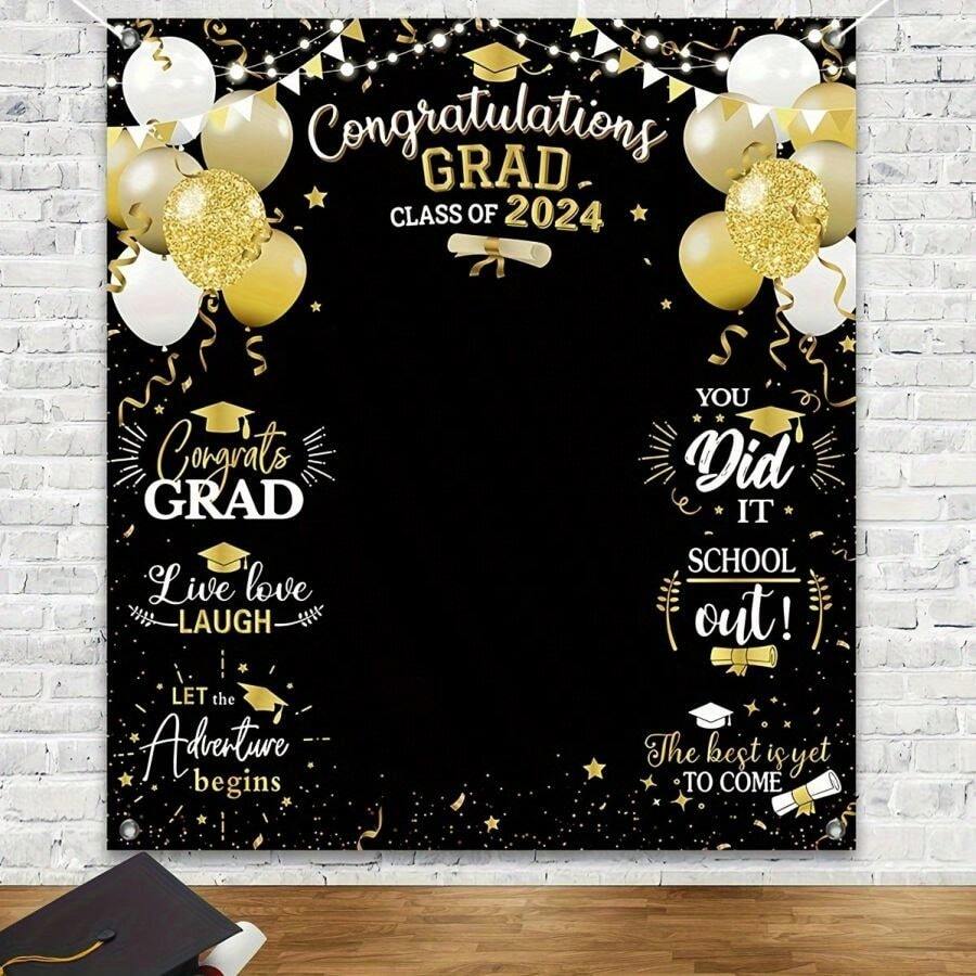 1pc Large Size 2024 Graduation Congrats Grad Photography Backdrop Class ...