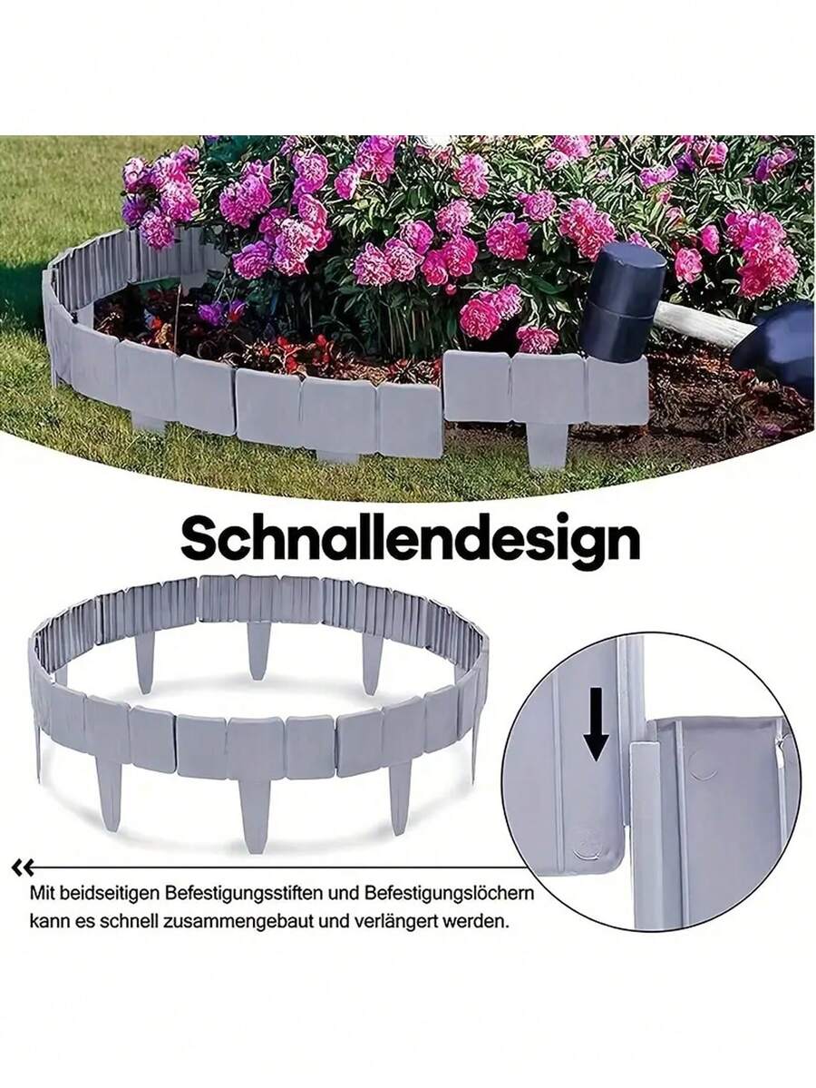 4pcs Interlocking Faux Stone Plastic Garden Edging Fence, Rustic ...