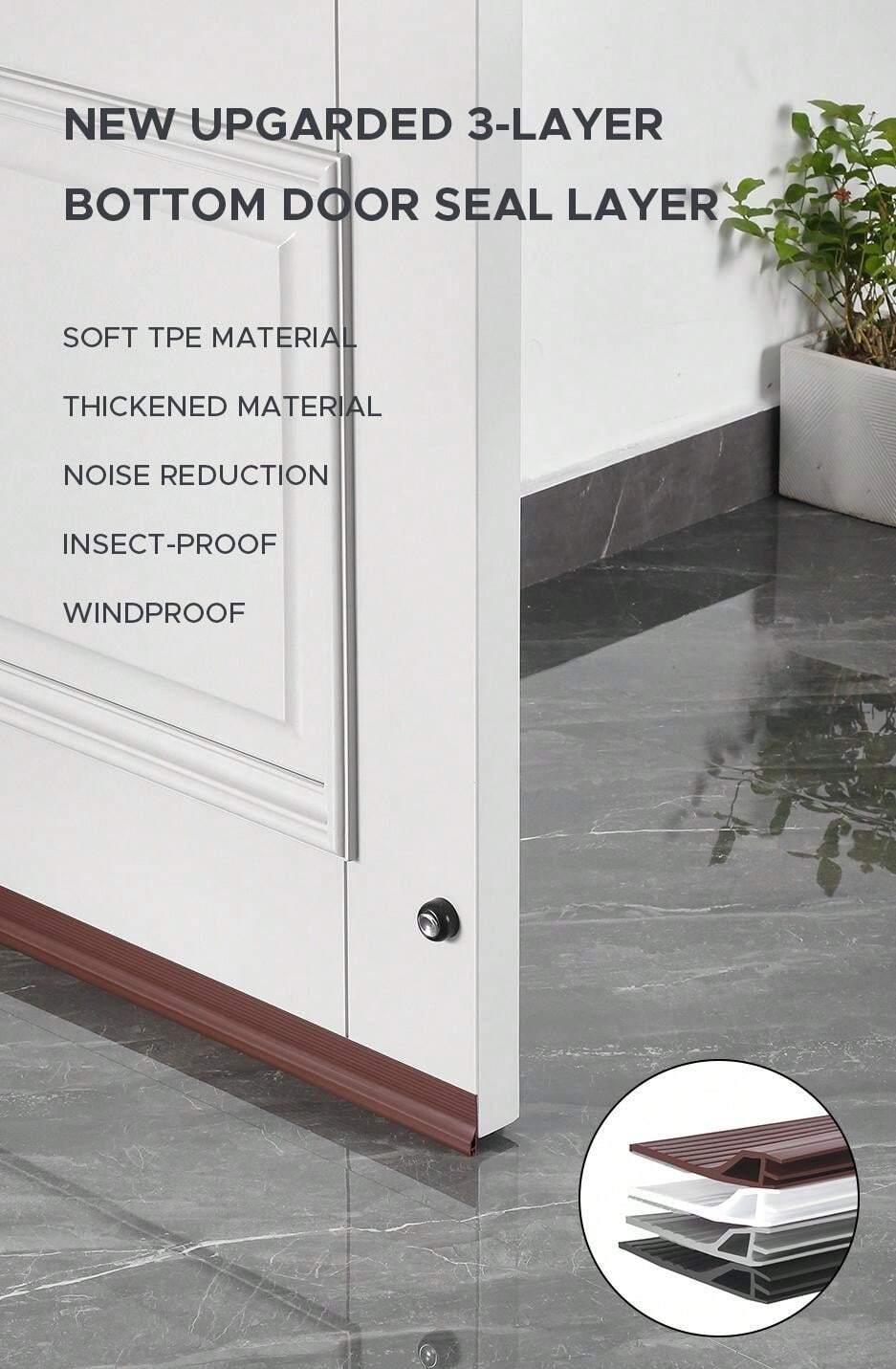 1pc TPE Door Draft Stopper Under Door Seal, Door Sweep For Interior & Exterior Doors, Door Gap ...