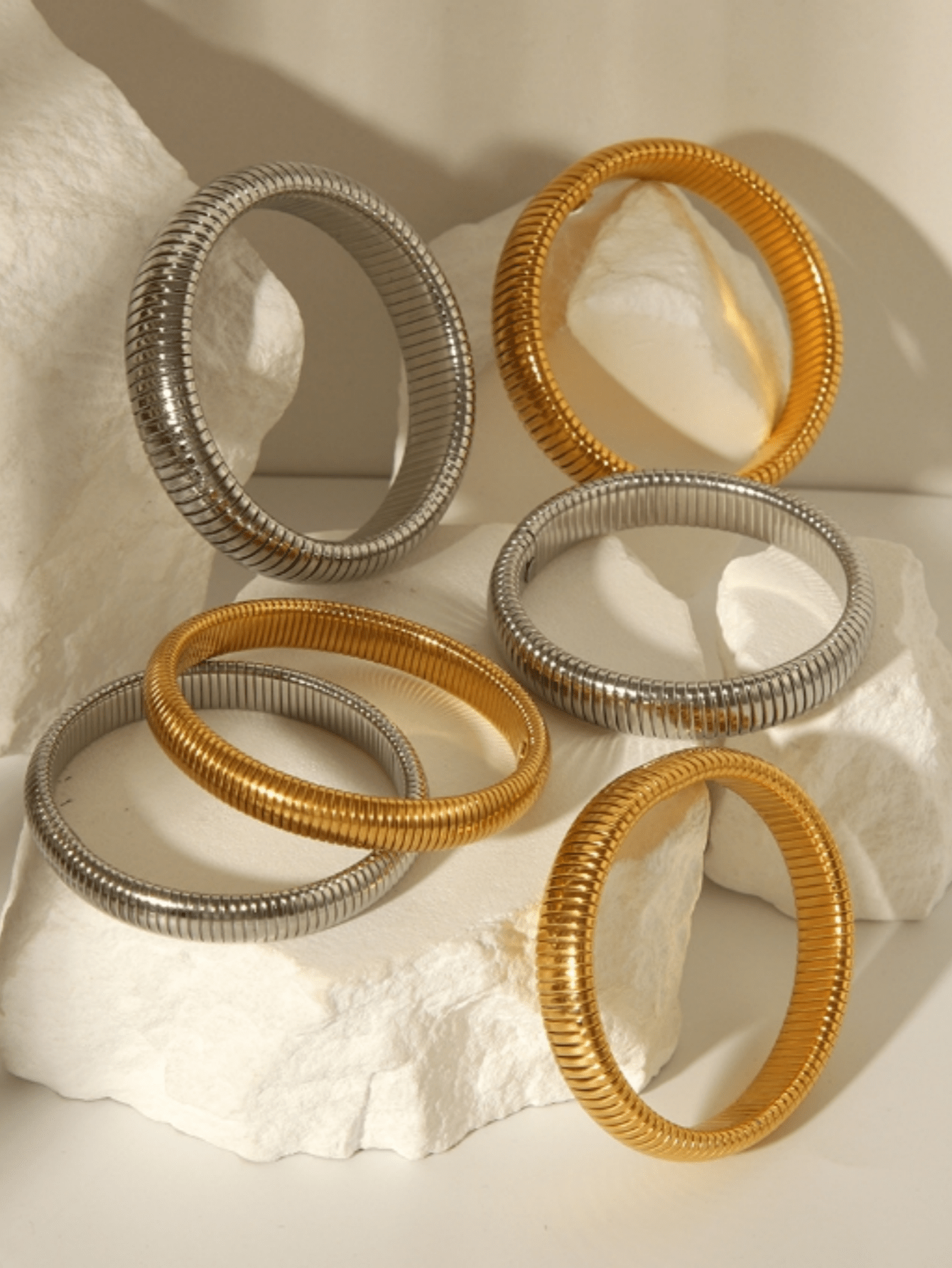 Vintage-Style Wide Brim Gold Bangle With Goose Throat & Chunky Link ...