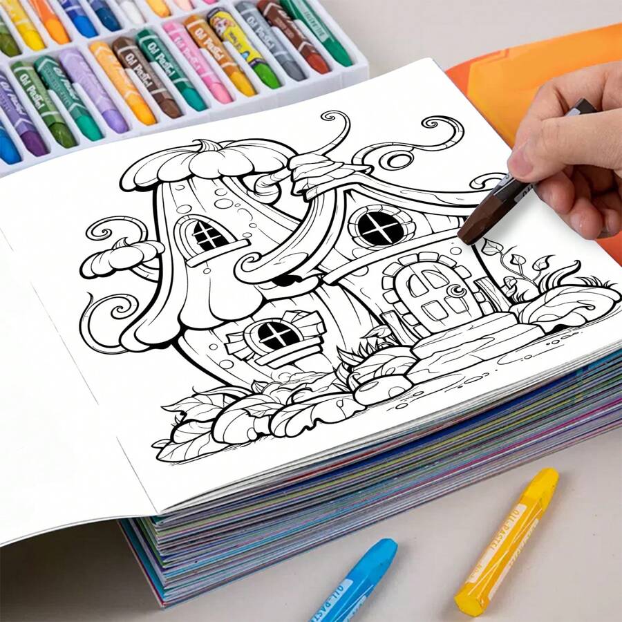 FURUIE Original Coloring Book, 1pc Thicken 25 Pages Cute Mushroom House ...