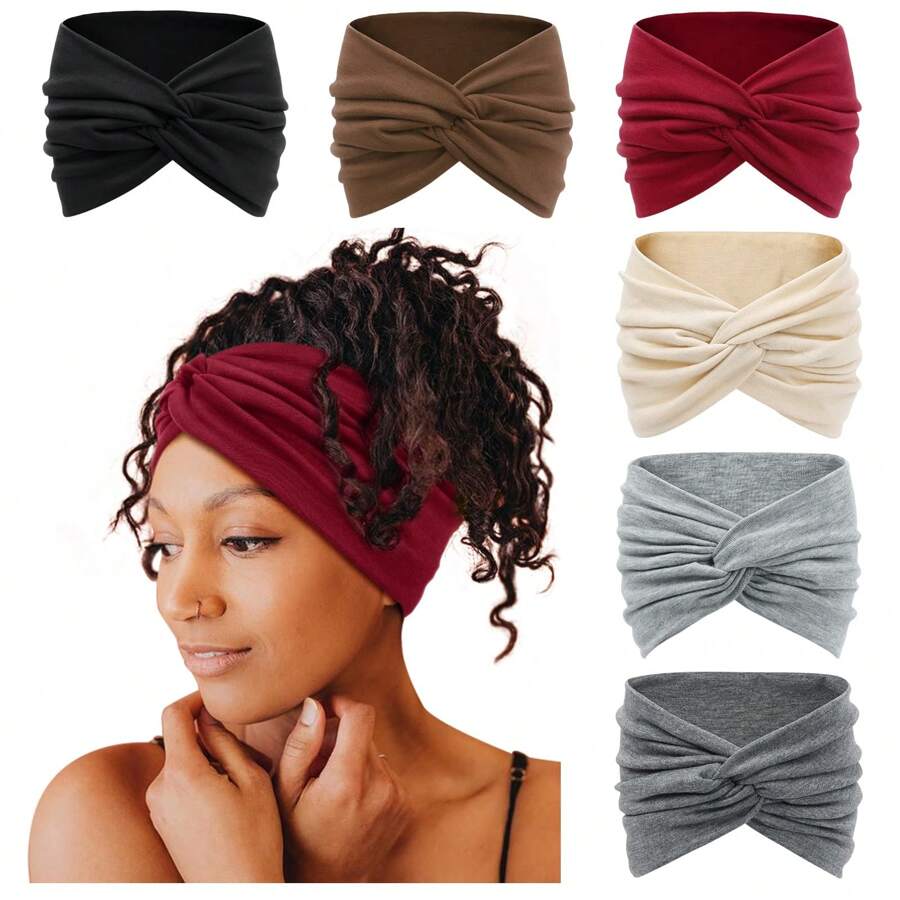 6 Packs Wide Headbands For Women, 7'' Extra Large Turban Headband Boho ...