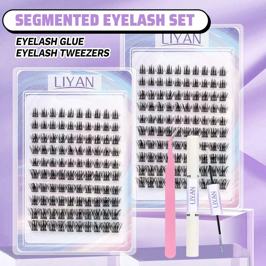 LIYAN Eyelash Extension Kit, 100 Individual Clusters Of Segmented False ...