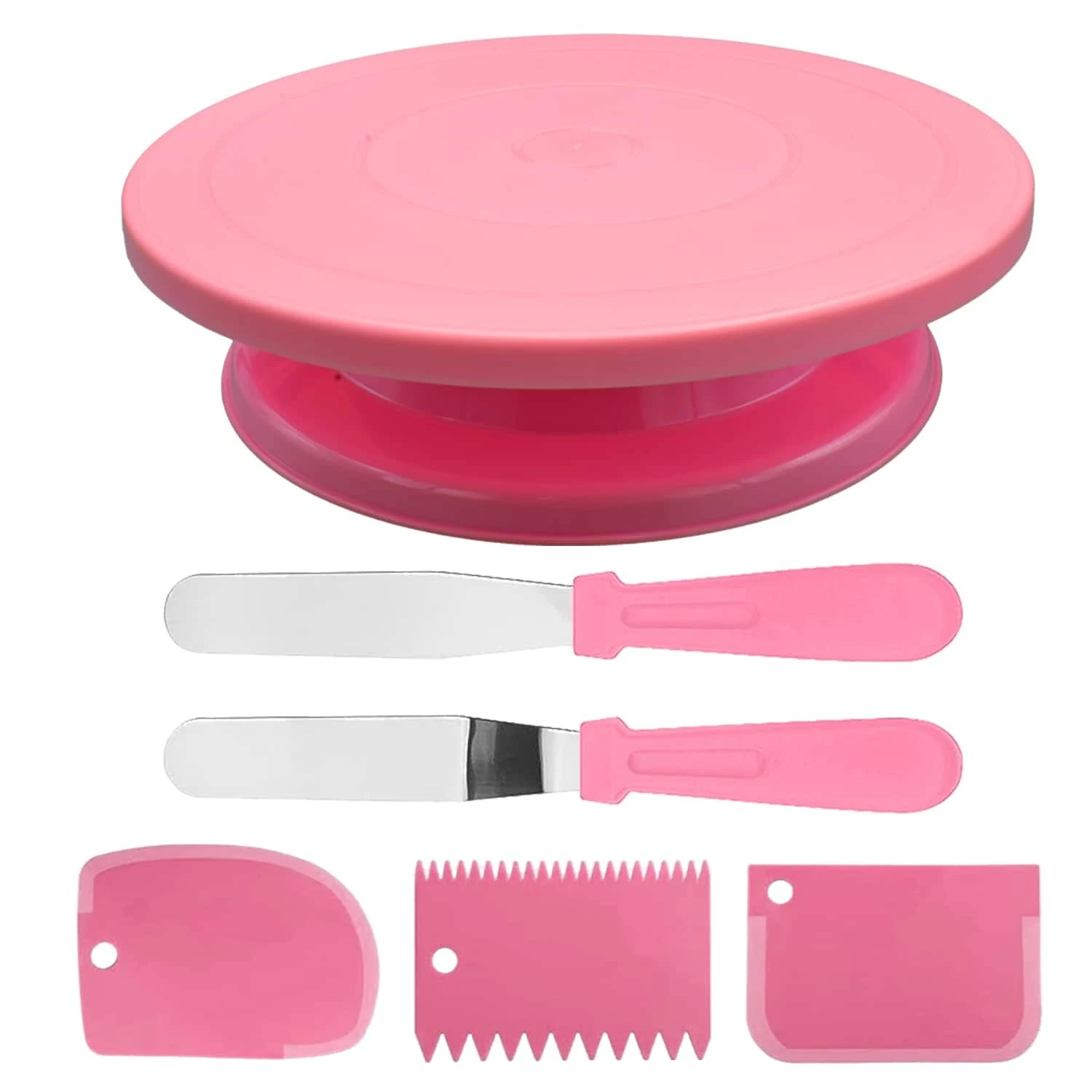 6pcs Cake Turntable Set, Including 1 Cake Decorating Turntable, 3 Cream ...