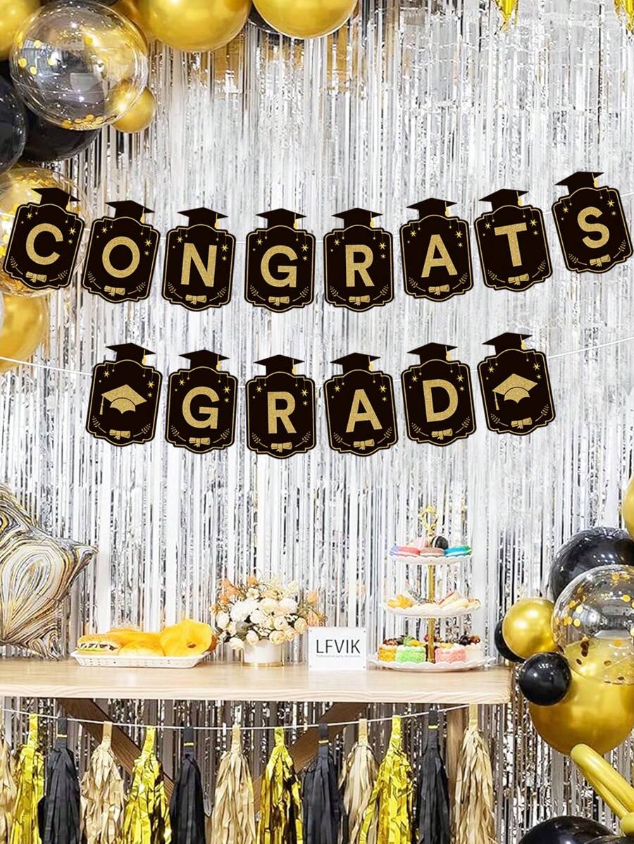 25pcs Graduation Decorations Class Of 2024,Gold Themed Graduation ...