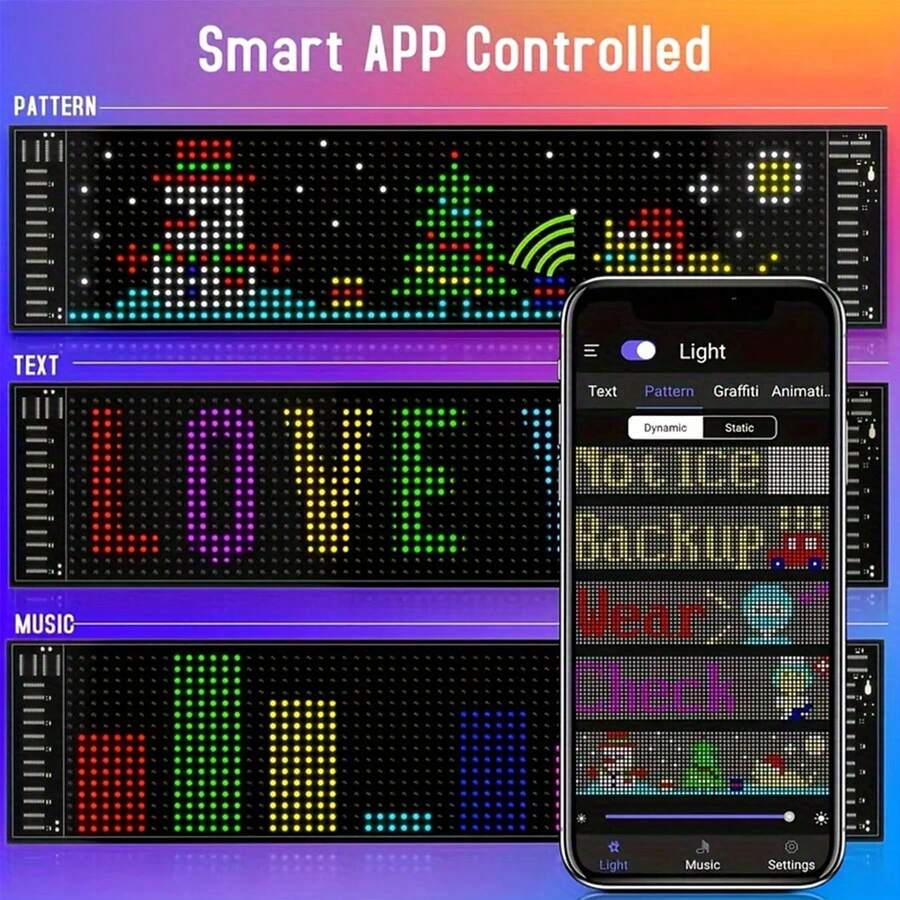 App-Controlled Multi-Color LED Display - USB-Powered, Water-Resistant ...