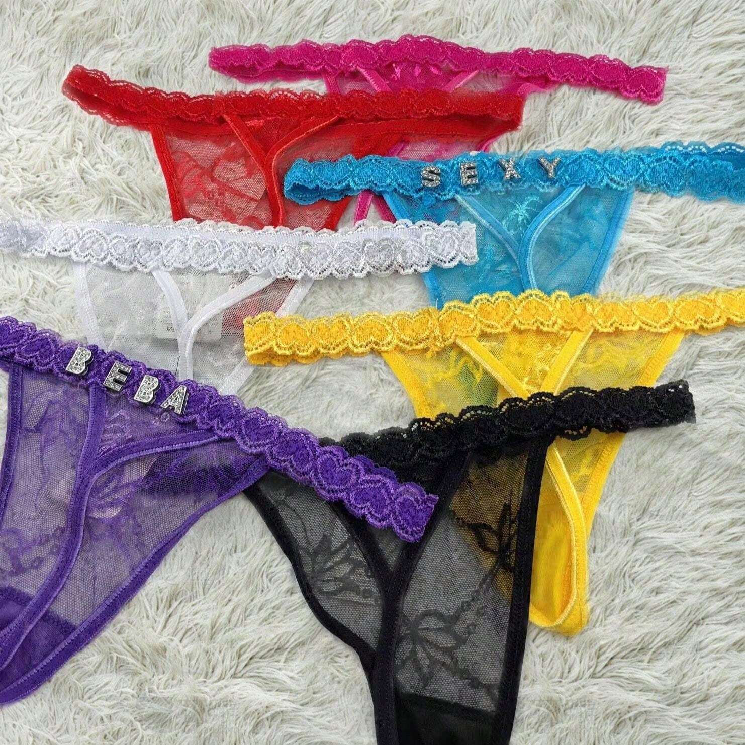 Personalized Letter Lace Panties For Women, Sexy Lace Thong With Custom ...
