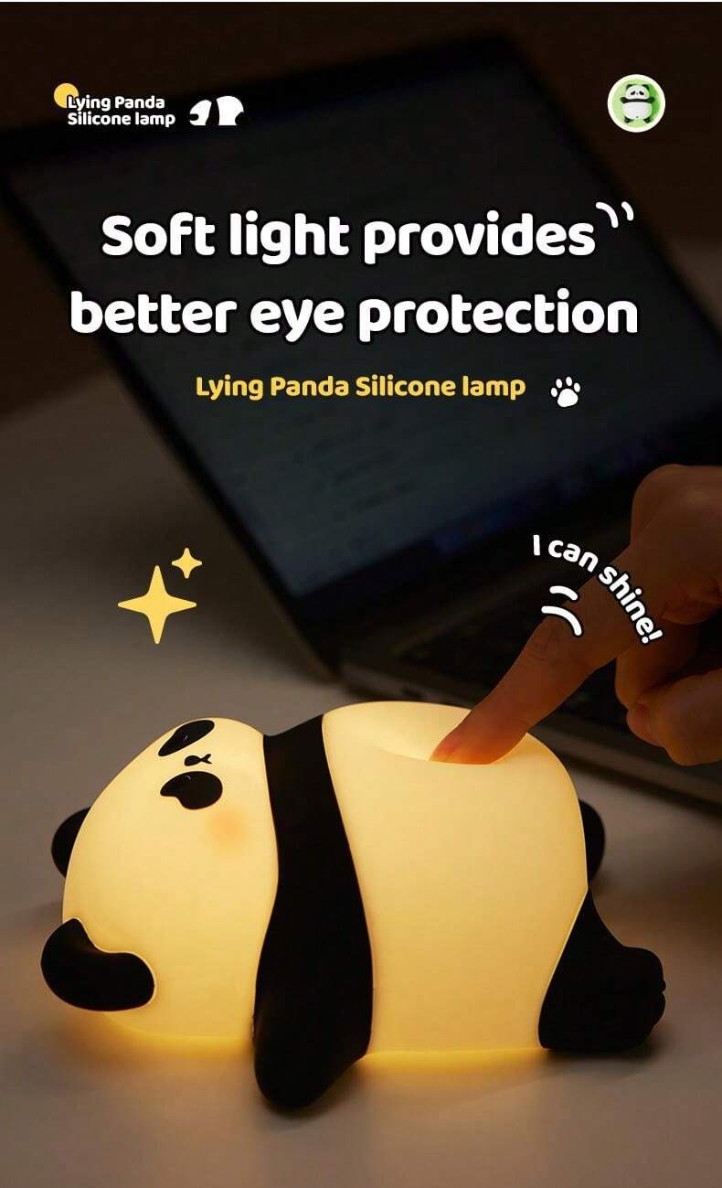 1pc Cute Panda Night Light, Safe Soft Silicone LED Night Light For ...