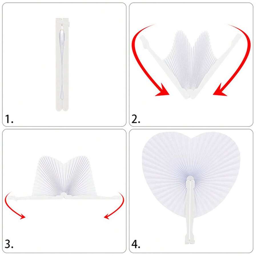 12Pcs White Paper Fans Round Folding Fan Wedding Fans Chinese Handheld ...