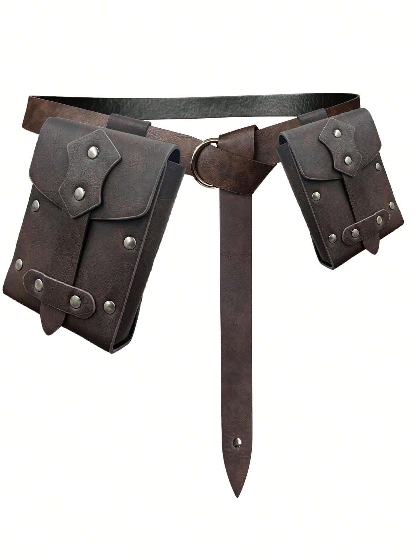 Medieval Faux Leather Studded Belt Pouch, Retro Renaissance Belt Bag ...